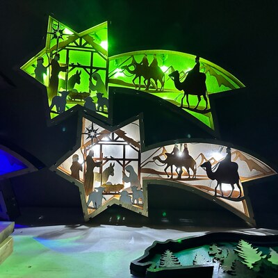 DXF, SVG File for Laser Christmas Nativity Scene Set With Led Lights ...