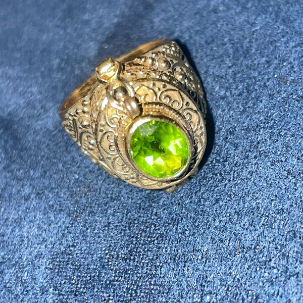 Poison Ring, Adjustable Ring, Skull Ring, Round Gemstone, Pill Box Ring ...