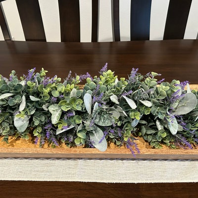 Farmhouse Greenery Garland for Mantle Décor Lambs Ear & Eucalyptus ...