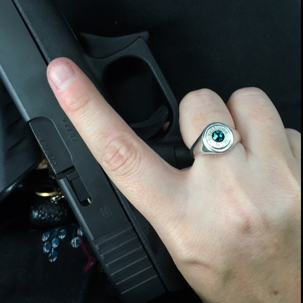 Bullet Ring, Winchester Solid .925 Sterling Silver Band Nickel Bullet ...