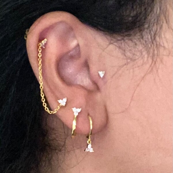 Gold Plated Ear Stack | White Diamond Earring Set | Pack of Earrings ...
