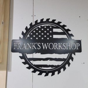 Custom American Flag Workshop Sign Metal Shop Sign Free - Etsy