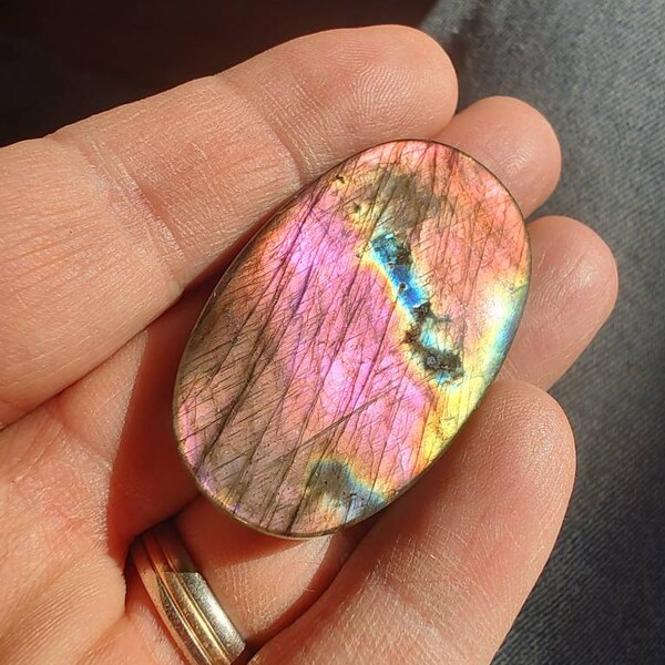 Beautiful Labradorite Rainbow Fire Cabochon Purple and Orange ...