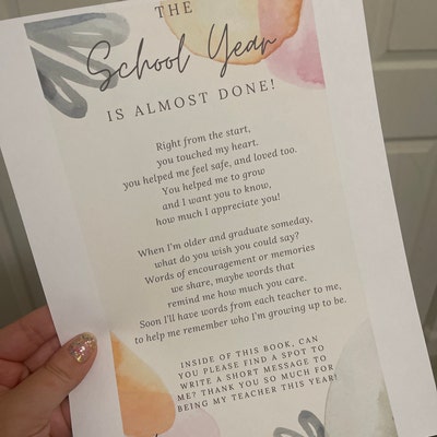 Graduation Book Letter Printable / Elementary Graduation Gift / End of ...