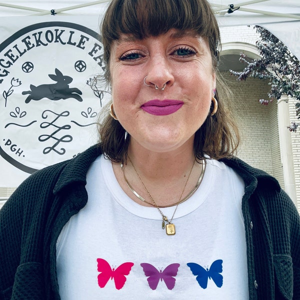 Bi Tank Top, Bisexual Pride Shirt, Bi Butterflies, Subtle Pride Shirt ...