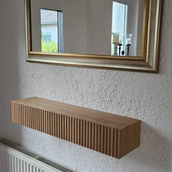 Fluted Dressing Table / Floating Vanity - Made of Solid Oak - Etsy