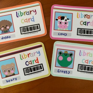 Bunny library card sticker //cute bunny stickerfunny bunny | Etsy
