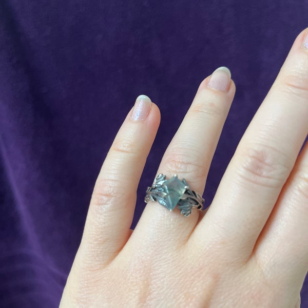 Silver Branches Ring Moss Agate Ring, 925 Sterling Silver Ring, Handmade Nature Inspired Ring ...