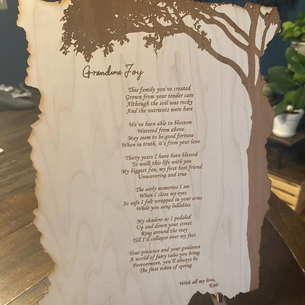 Engraved Maple Poem - Custom Love Letter - Personalized Wood Plaque ...