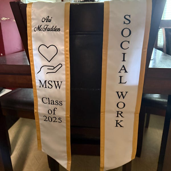 Social Work/msw Personalized Embroidered Graduation Stole - Etsy