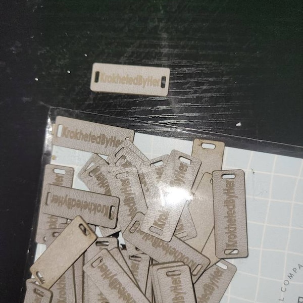 Personalised 28mm X 12mm Rectangle Faux Leather Labels. Custom Leather ...