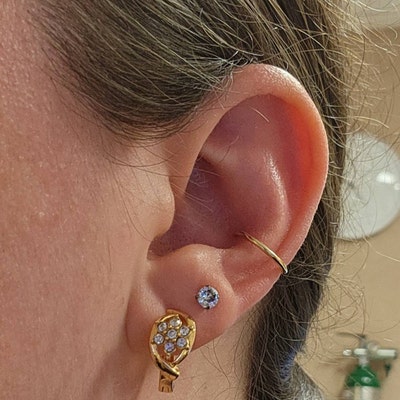 14k Solid Gold Spike Cone Rook Piercing Eyebrow Piercing Belly Button ...