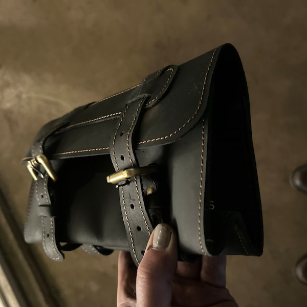 Bicycle Saddle Bag, Brown Vintage Leather Tool Bag, Motorcycle Saddle ...