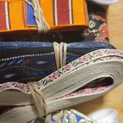 Antique Rare Vintage Watered Silk Floral Ikat Wide 8 3/4 Width Over 1 ...