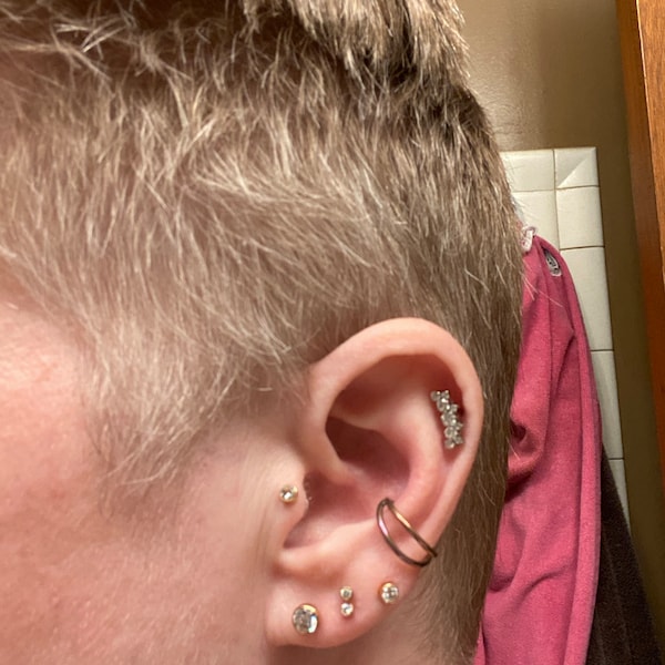 Double Smooth Split Conch Hoop, G23 Titanium, Double Conch Earring ...