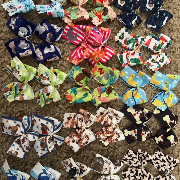 Small Dog Bows 50 Top Quality Grosgrain Ribbon Solid Colored Dog ...