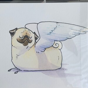 Angel Wings Pug Art Print Pug Angel Art, Fawn Pug Memorial Print by ...