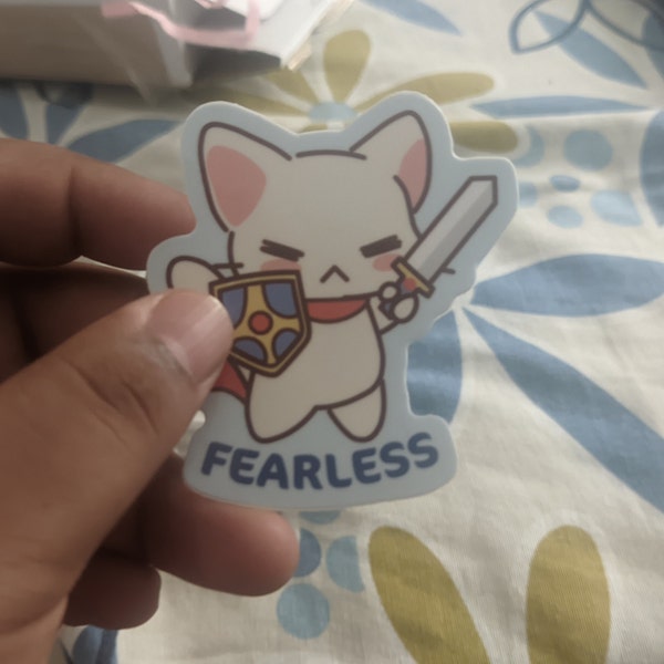 Fearless Kitty Matte Vinyl Sticker, Water Bottle Sticker, Car Decal ...