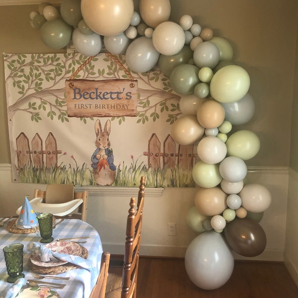 Peter Rabbit Backdrop, Bunny Birthday Backdrop, First Birthday, Baby ...