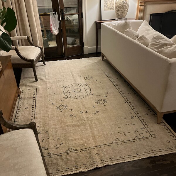 Turkish Neutral Vintage Rug, 10x12 Area Rug, Rugs for Living Room ...