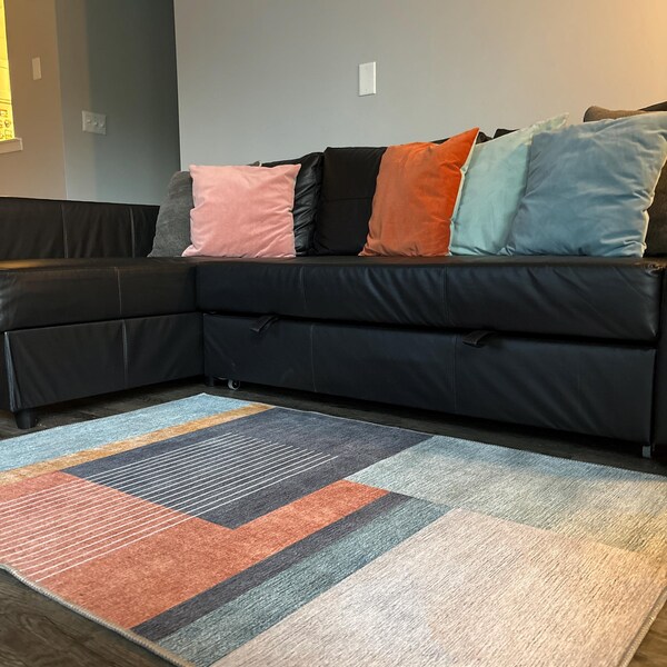 Turkish Modern Colorful Rugs, Pastel Color, Contemporary Rug for Living ...