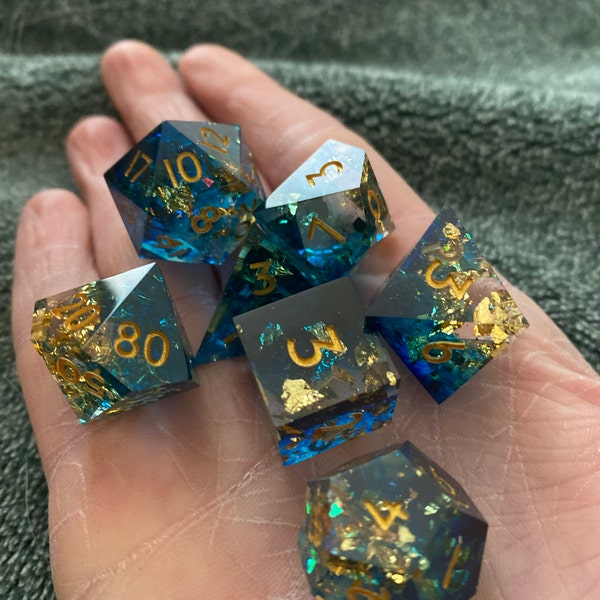Sacred Flame - Blue Smoke With Gold Foil Handmade Resin Sharp Edge Dnd ...