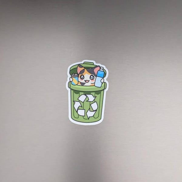 Recycle Kitty Matte Vinyl Sticker, Water Bottle Sticker, Car Decal ...