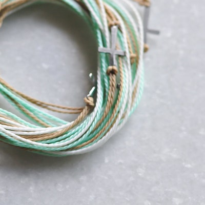 Multi-string Christian Cross Bracelet Waterproof & Adjustable Wax ...