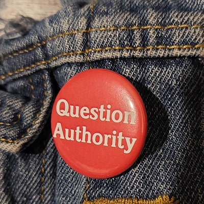 Unworn Retro 80s question Authority BUTTON, in Like New Condtion - Etsy