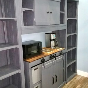 Beach Blue Coffee Bar W/ Sliding Barn Doors. Farmhouse Cabin - Etsy