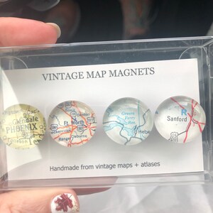 Custom Vintage Map Magnets Set You Pick the Locations Map - Etsy