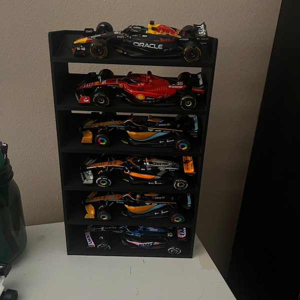 V2 6 Car Tilted Bburago 1:43 1/43 F1 Formula 1 Race Car Display Stand W ...