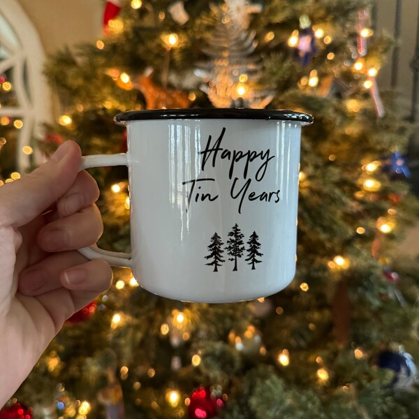 Tin Year Anniversary Mug, Personalized 10th Wedding Celebration Gift ...