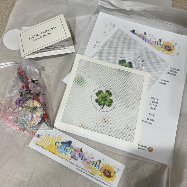 Jolly Santa Hand Painted Needlepoint Canvas, 4" Perfect Size Ornament ...