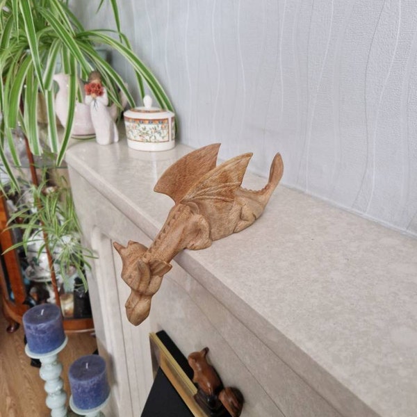 Carved Wooden Shelf Sitting Sitter Dragon Wood Carving Ornaments ...