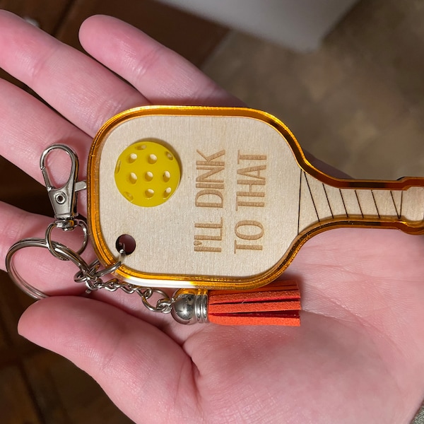 Pickleball Keychain or Bag Tag, Engraved With Name and Saying - Etsy