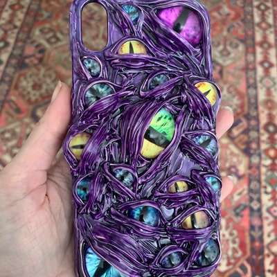 Handmade iPhone Case Glow in the Dark Purple Venom Cat Eyes Handmade ...