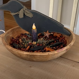 Primitive Black Crow W/ Timer Candle Unique Handcrafted Design Rustic ...