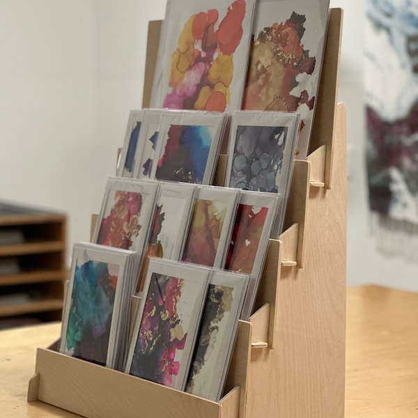 2 Tiered Slanted & Horizontal Display Rack, Wooden Countertop Retail ...