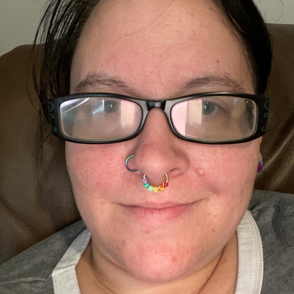 Gold Rainbow Clicker 1.2mm (16ga) Suitable for Septum, Daith, Rook, Conch, Helix, Cartilage 16g ...