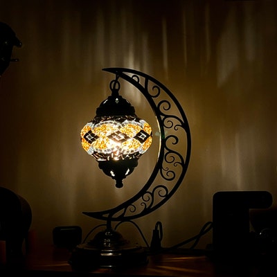 Turkish Mosaic Lamp, Crescent Moon Shape, Farmhouse Decor, Home Decor ...