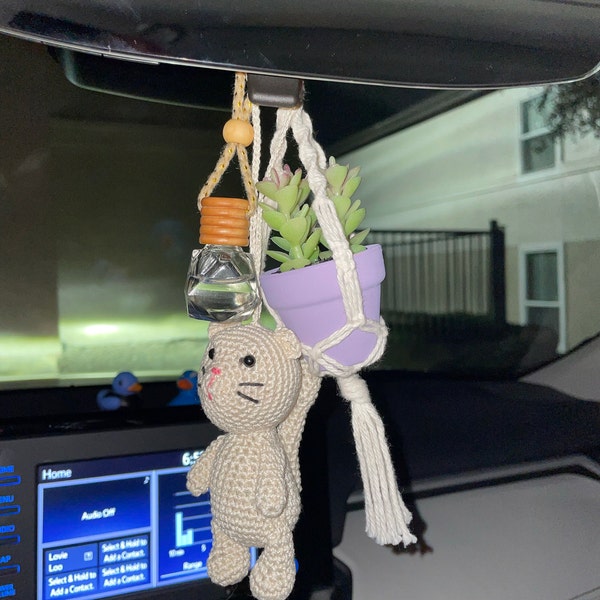 Crochet Hanging Car Accessory Rear View Mirror Women's Accessories ...