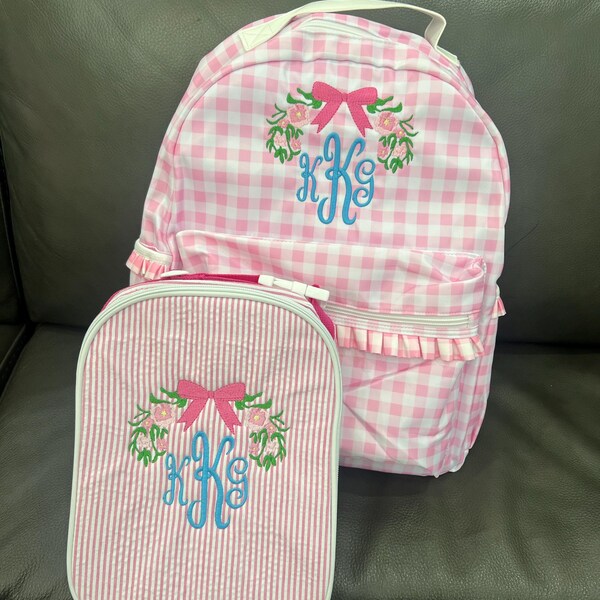 Monogrammed Seersucker Backpack, Personalized Child's Backpack ...