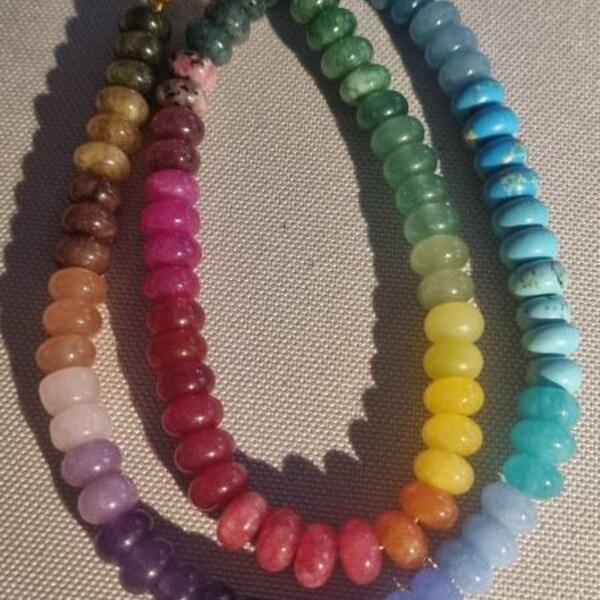 Beautiful Candy Color Quartz Smooth Rondelle Beads Necklace, AAA 7-8mm ...
