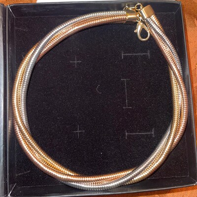 Snake Chain Gold Necklace Rolling Braid 2 Layers 3D Omega - Etsy