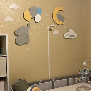 Set of 4 Baby Room Light, Nursery Wall Lamp, Elephant Lamp, Cloud Light ...
