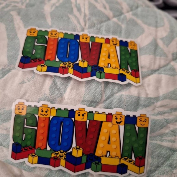 Building Bricks Name Sticker: Personalized Block Decal, Kids School ...