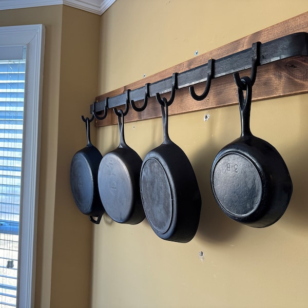 Hand Forged Cast Iron Pot Skillet Rack Hanger - Etsy