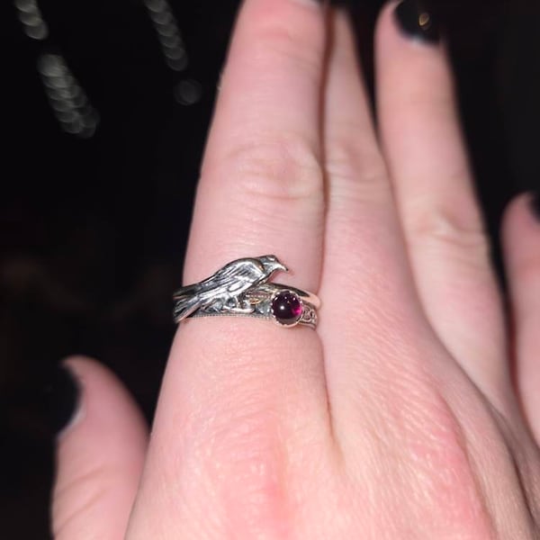 Raven Ring Sterling Silver Crow Ring Silver Raven Ring Witch Ring Bird ...
