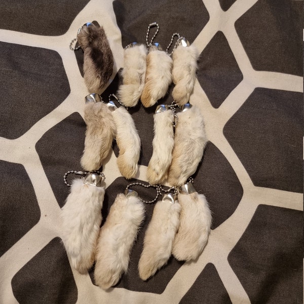 Lucky Rabbit's Foot Genuine Rabbit's Feet Key Chains Qty 12 One Dozen ...